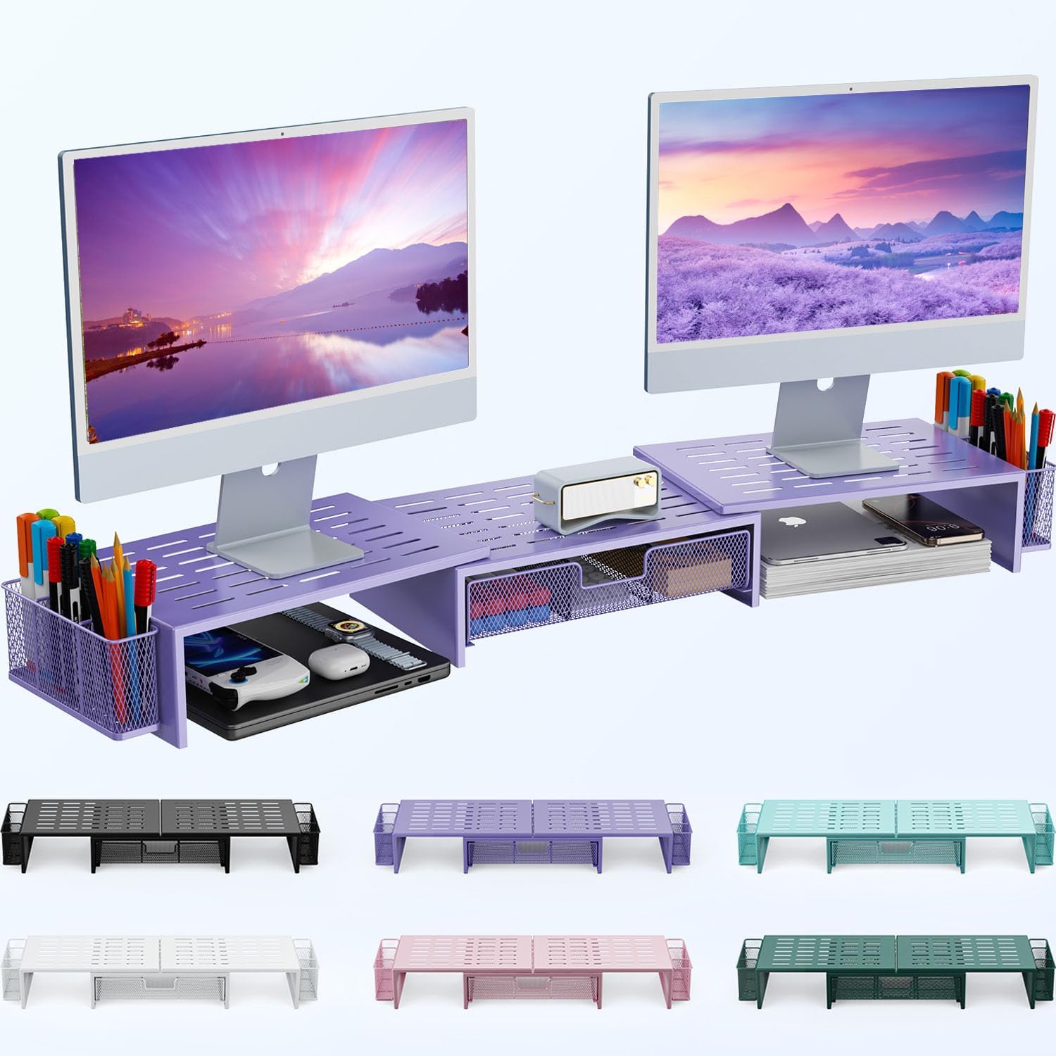 Amazon.com: gianotter Computer Dual Monitor Stand Riser For Desk, Desk ...