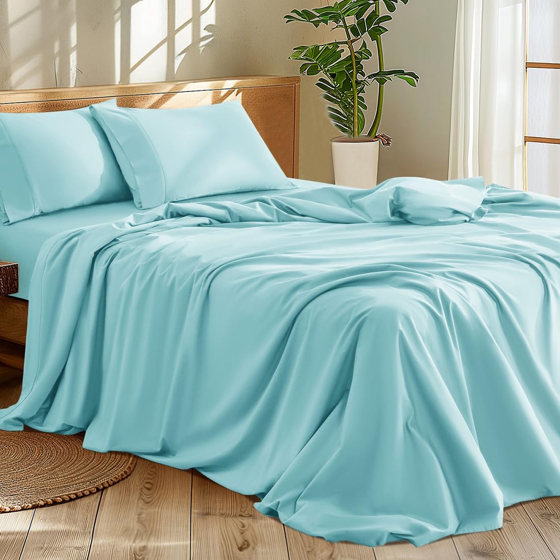Amazon.com: Shilucheng 100% Egyptian Cotton Queen Size Sheets Set ...