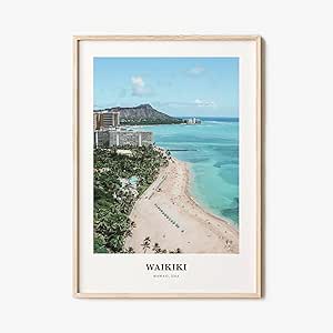 Amazon.com: Waikiki Print, Waikiki Photo Poster, Waikiki Travel Wall ...