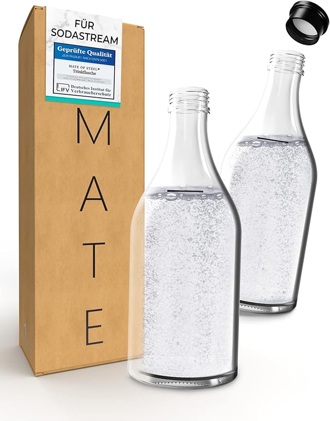 MATE OF STEEL® 2X Kompatibel mit Sodastream Crystal 2.0 – Premium 0.8L ...