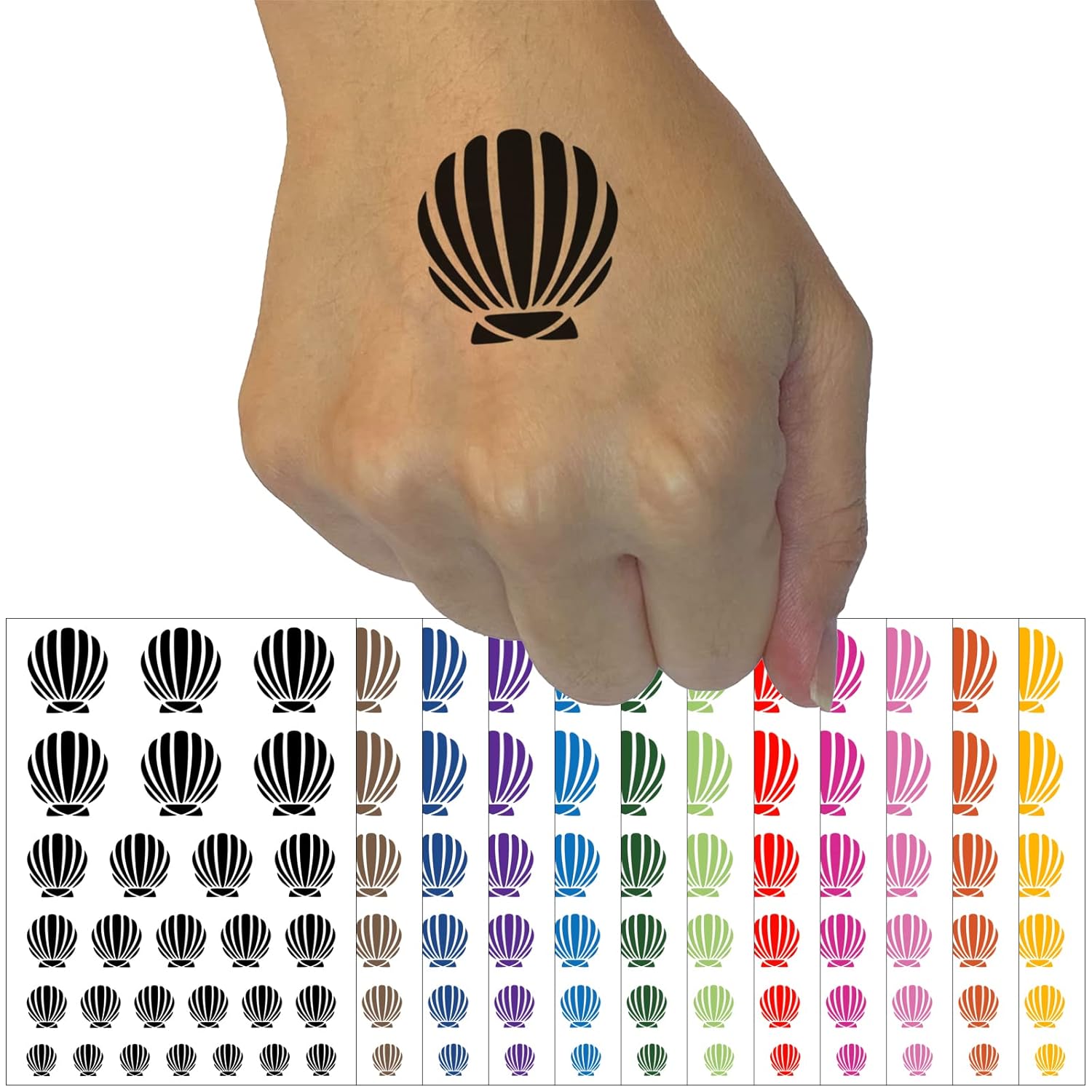 Amazon.com : Scallop Seashell Beach Shell Ocean Temporary Tattoo Water ...