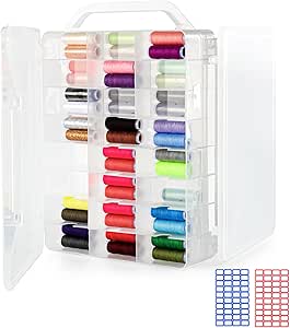 EHIOR Double-Sided 46 Grids Thread Holder Organizer Portable Clear ...