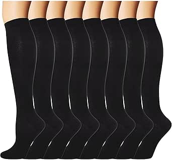 Amazon.com: Double Couple 8 Pairs Compression Socks Men Women Knee High ...