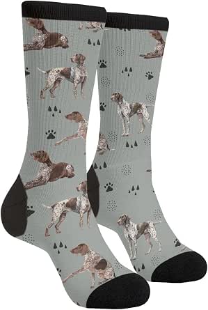 Amazon.com: Funny German Shorthaired Pointer Dog Novelty Crew Socks ...