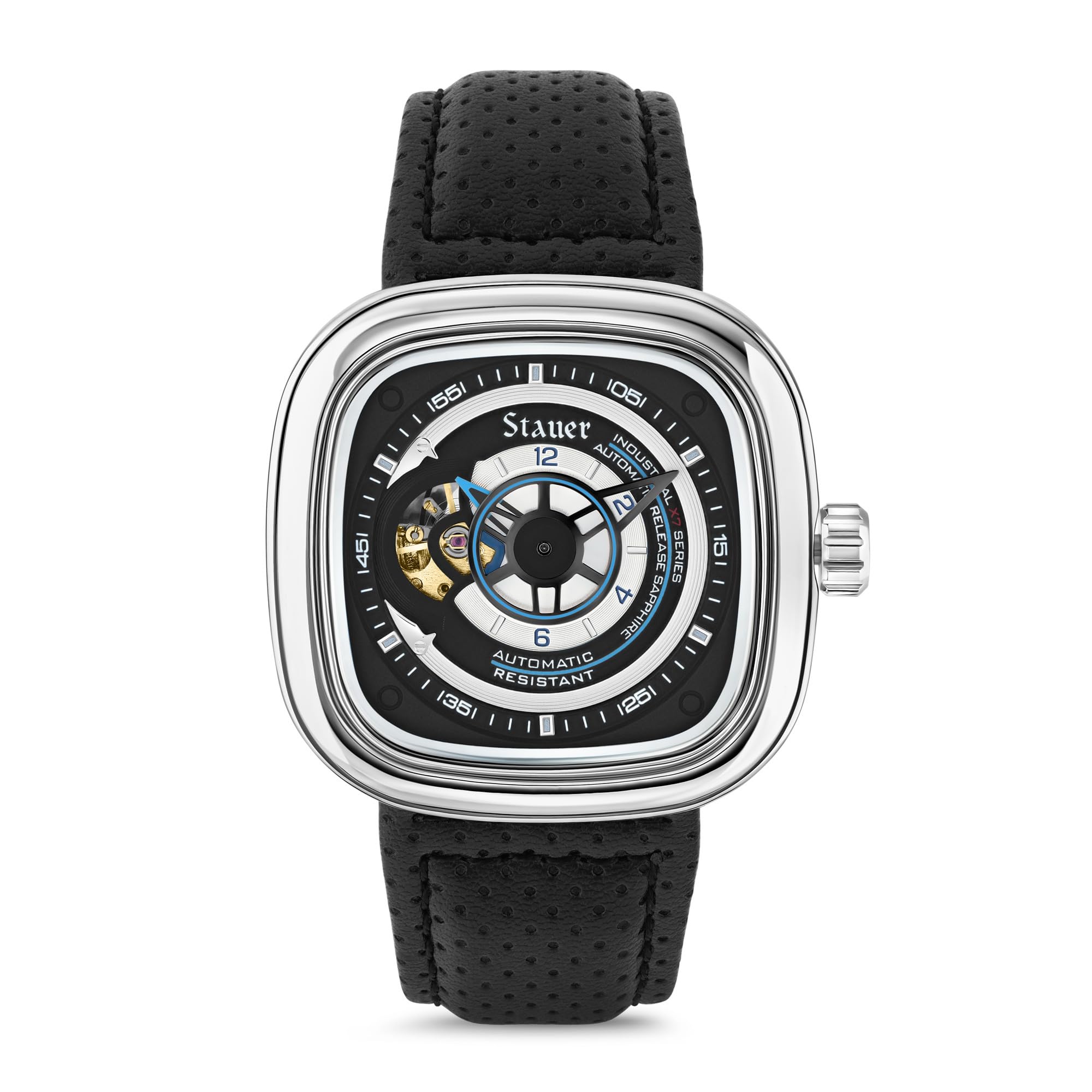 Stauer Square Skeleton Automatic Watch for Men – 44mm Silver Cushion ...