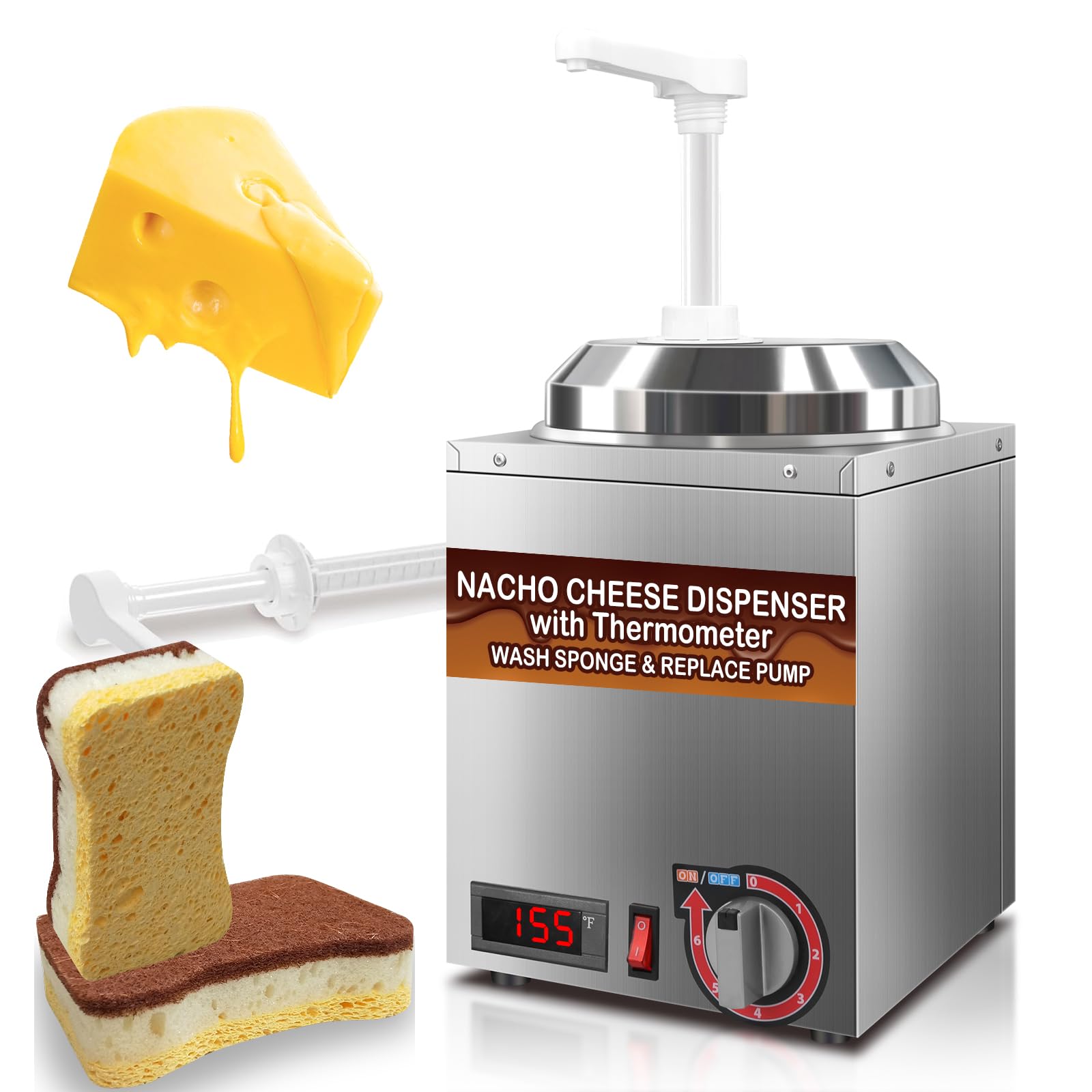 Amazon.com: Hijolla Cheese Warmer Dispenser with Thermometer,Nacho ...