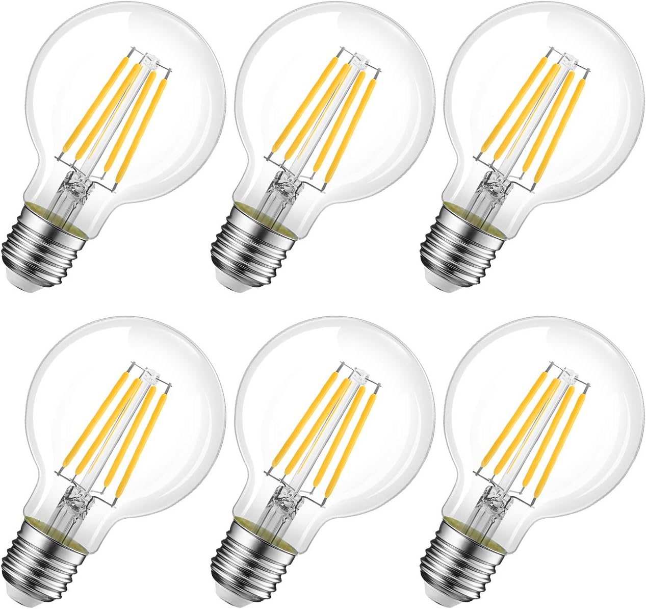 LVWIT 6W B22 Filament LED Glühfaden G45, 2700K Warmweiß, Ersatz für 60W Glühlampe, ultrahell 806 ...