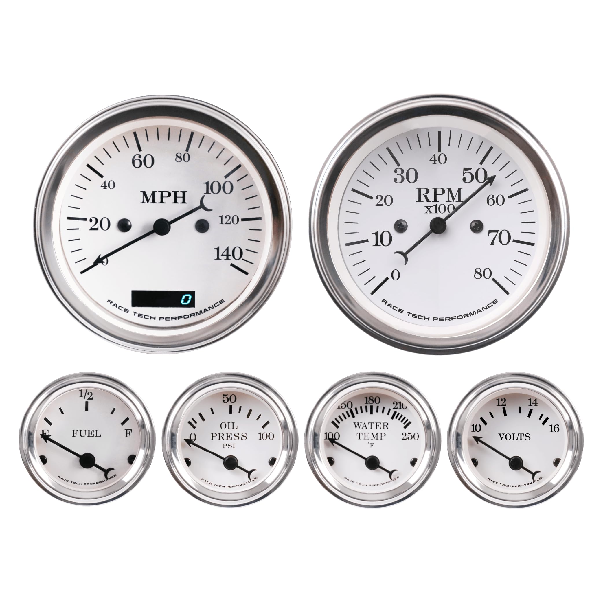 Vehicle 6 Gauge Cluster Kit Set Vintage Electrical White Dial 4 Color ...