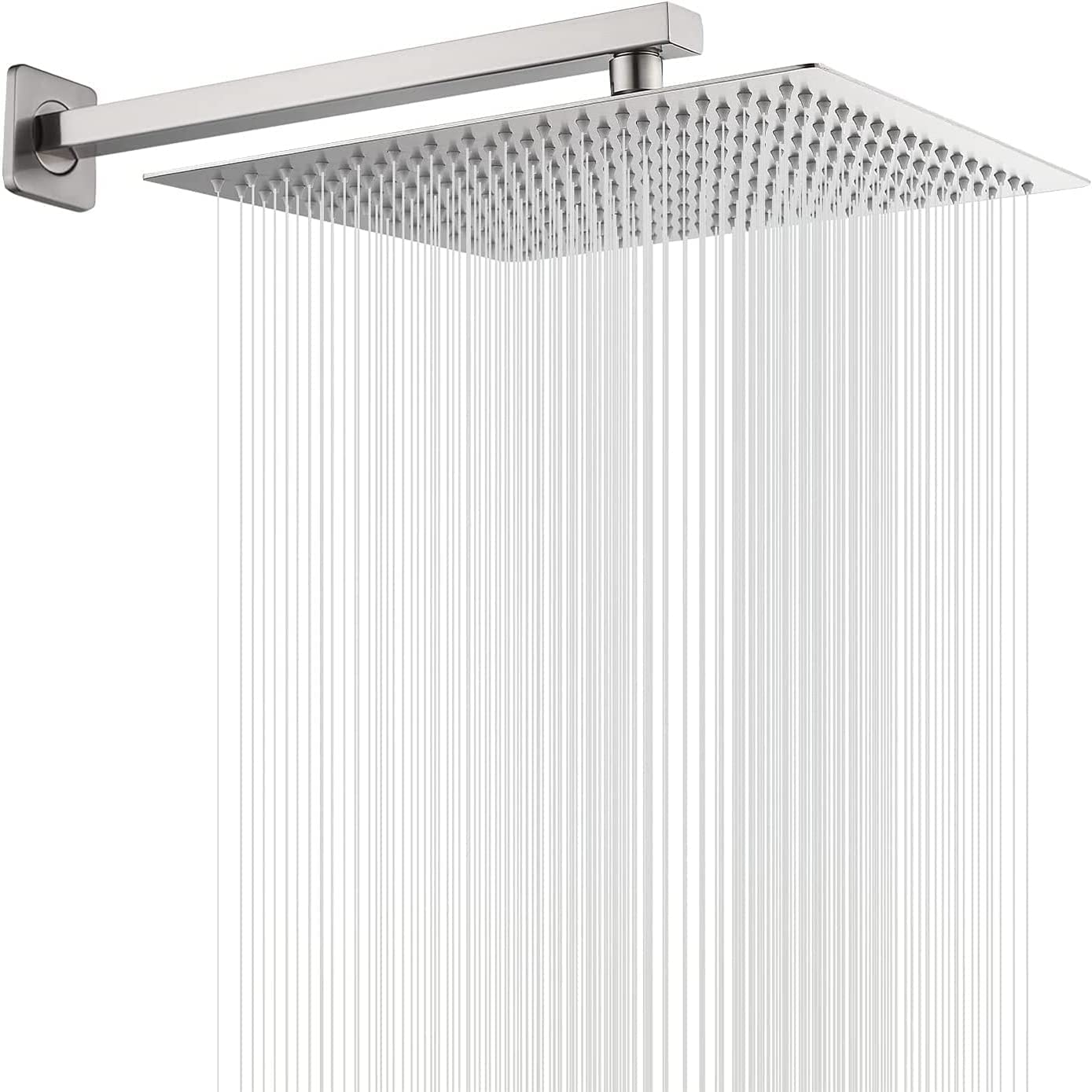GGStudy Rain Shower Head Brushed Nickel with Extension Arm 16 Inch ...