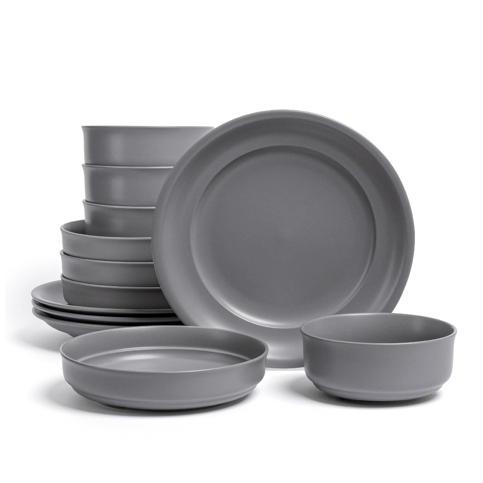 Amazon.com | over&back Rim Dinnerware Set - Stoneware Dishes - Comes ...