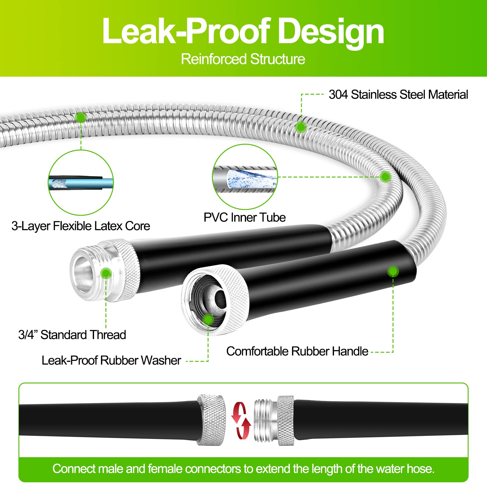 Snapklik.com : FUDESY Garden Hose - 100FT 304 Stainless Steel Heavy ...