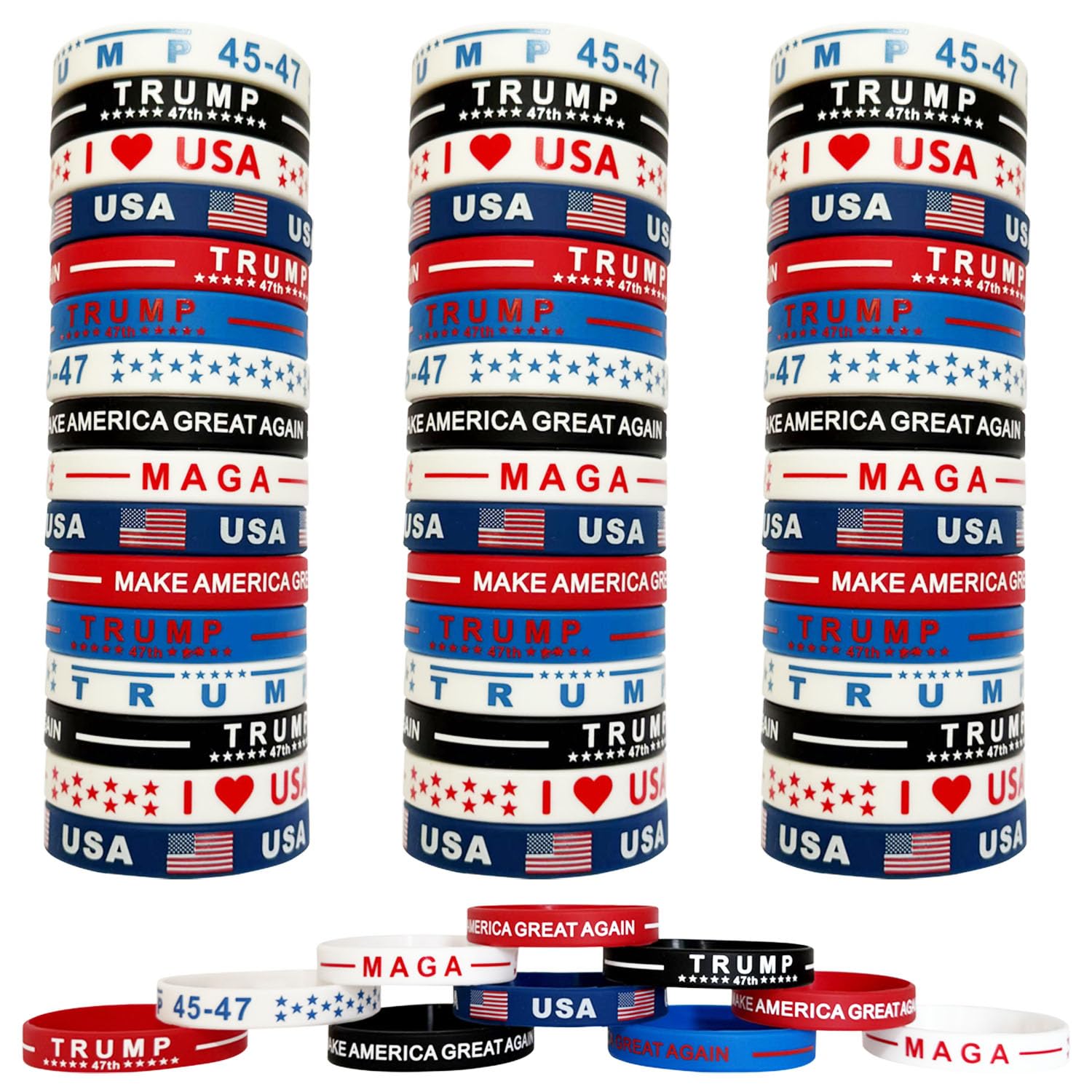 Amazon.com: Trump Bracelets 60pcs, Make Amarica Great Again American ...