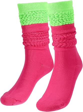 Amazon.com: Telooco Neon Socks, 90s 80s Socks for Women Over-The-Knee ...