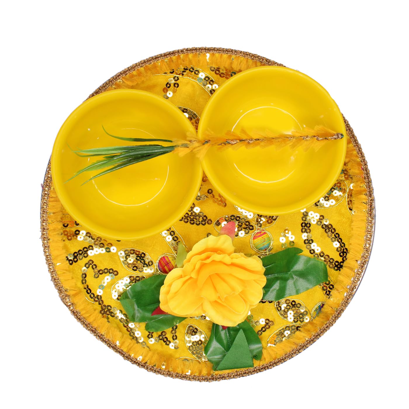 Buy Confidence Beautiful Haldi Platter with Bowls and Stick for Bride ...