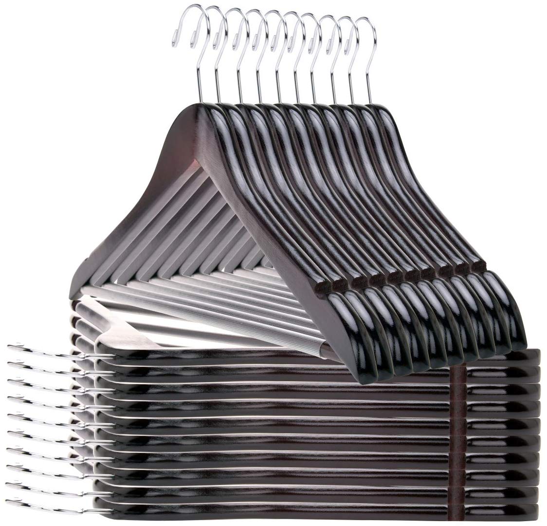 Snapklik.com : Quality Wooden Hangers - Slightly Curved, 20 Pack Sets ...