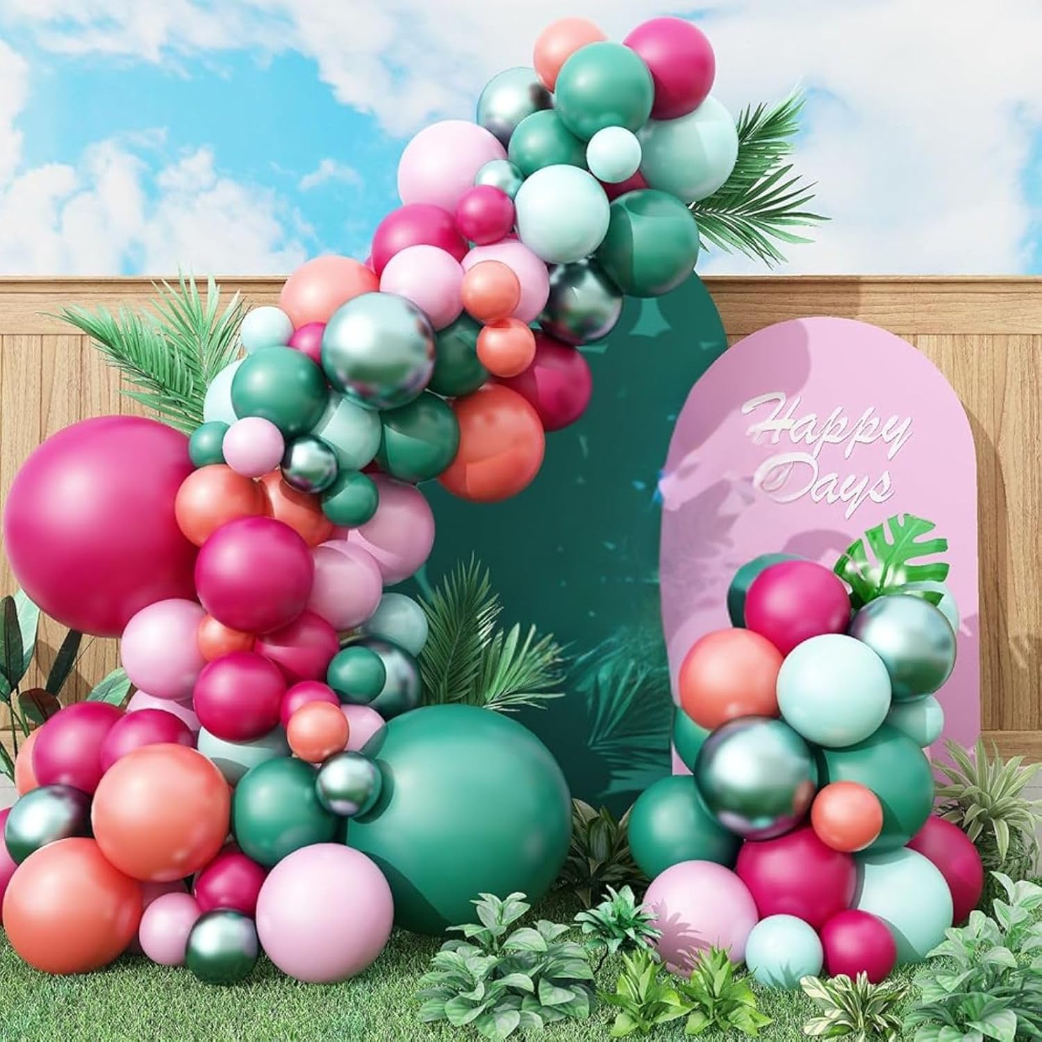 Amazon.com: Hawaiian Balloon Arch Kit, Tropical Balloon Garland Kit ...
