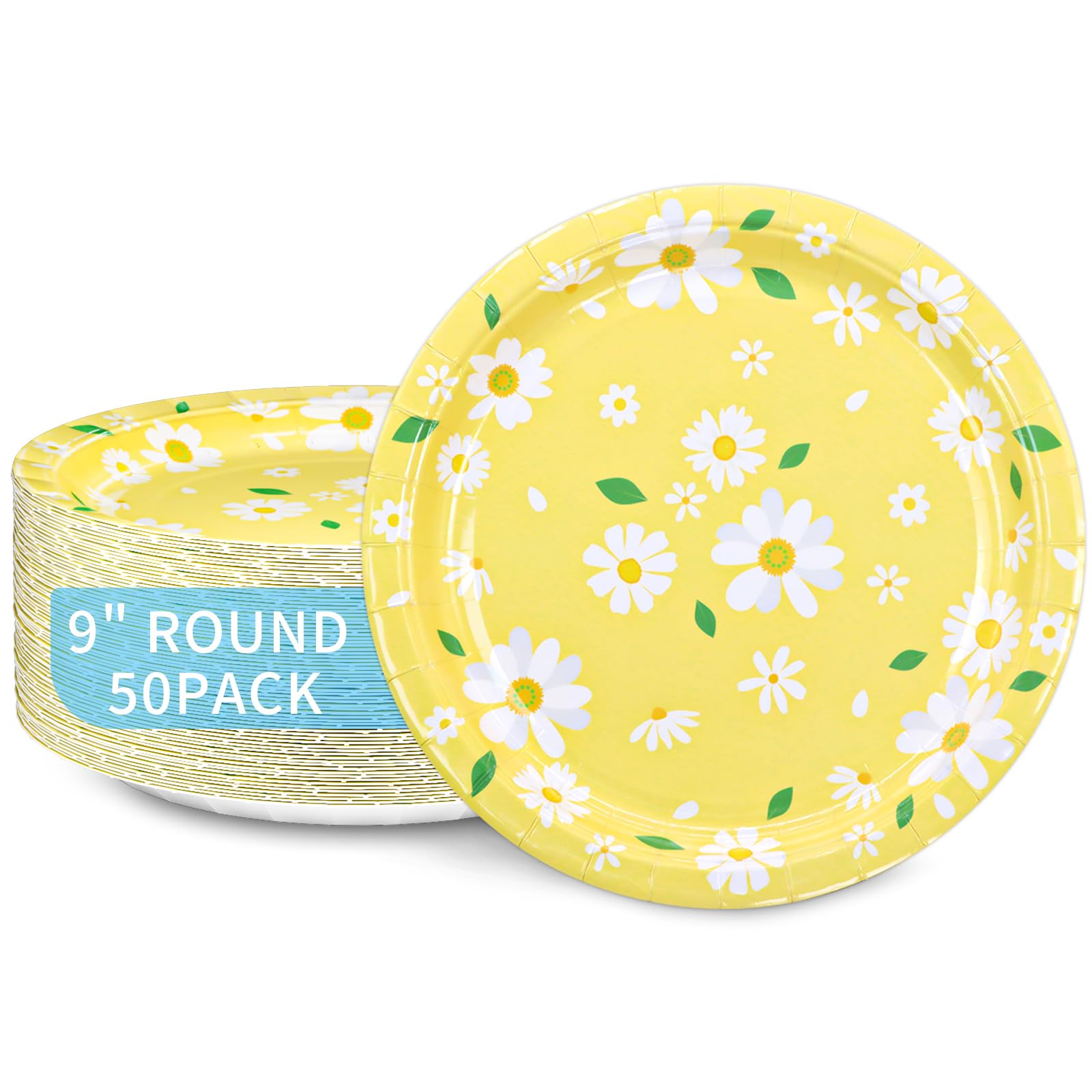 Amazon.com: DYLIVeS Yellow Daisy Party Plates, Summer Daisy Paper ...