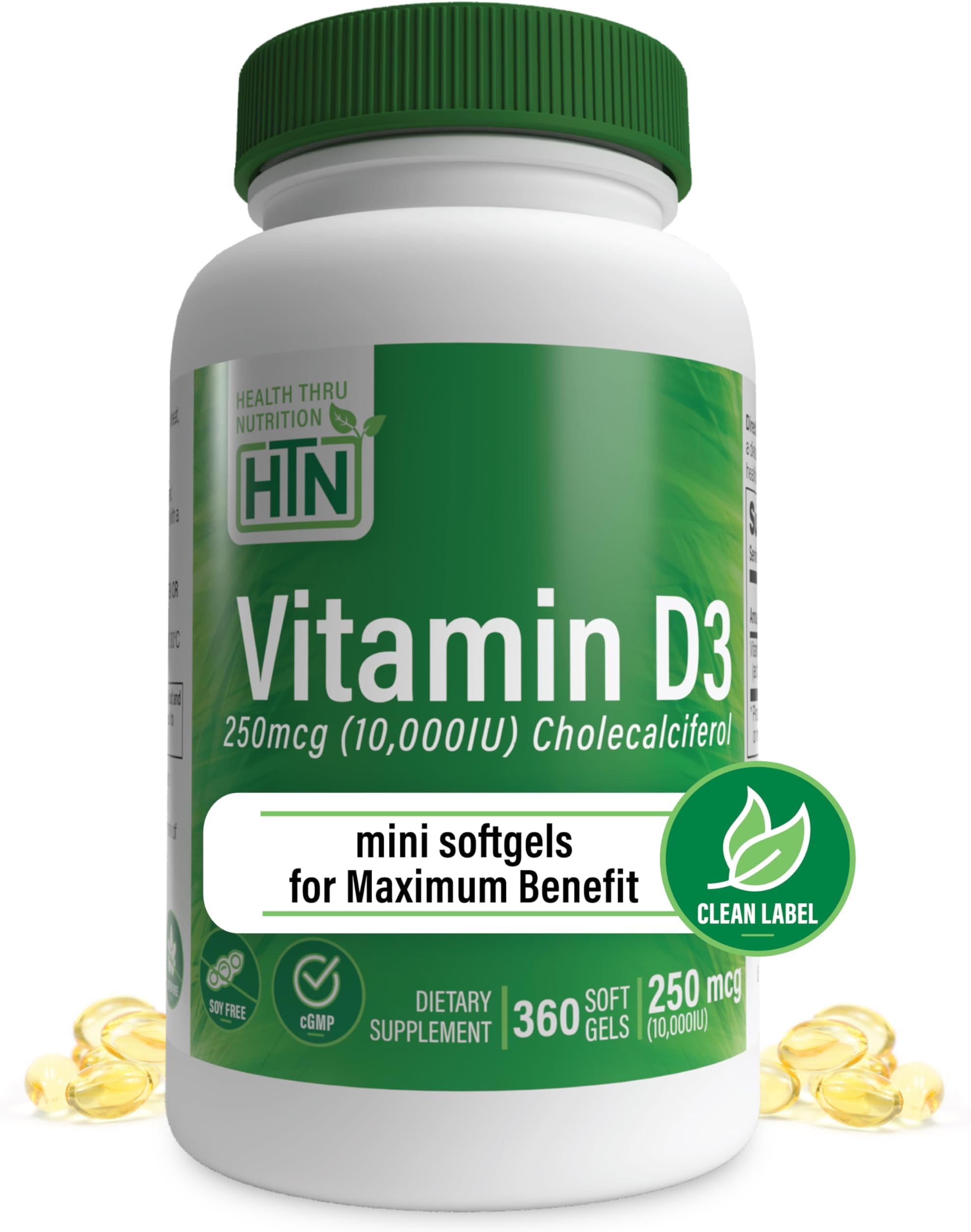 Amazon.com: Health Thru Nutrition Vitamin D3 10,000iu 360 Mini Softgels ...