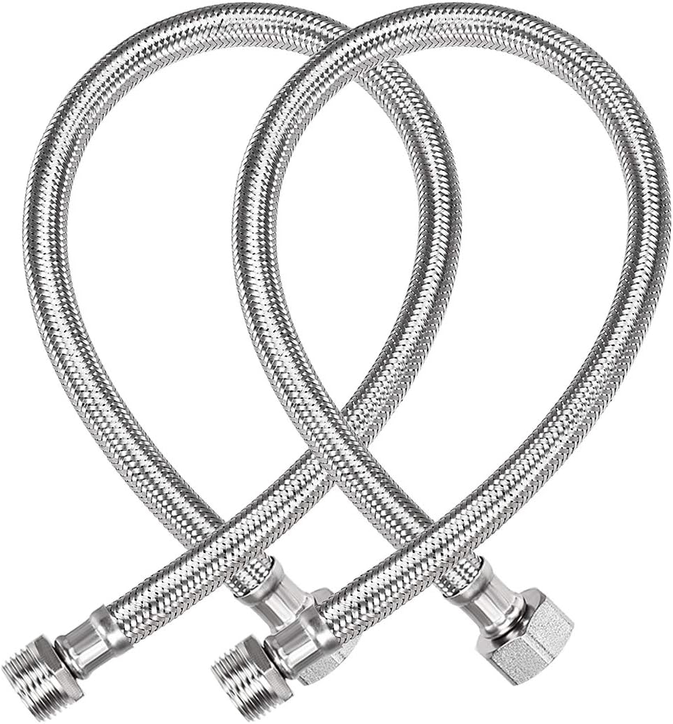 uxcell Faucet Supply Line Connector G1/2 Female x G1/2 Male 24 Inch ...
