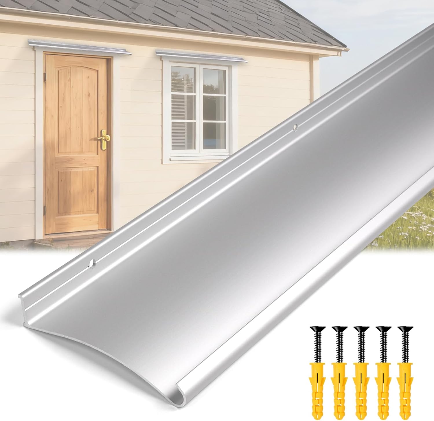Raytano 4.3" Extra Wide Heavy-Duty Aluminum Door Rain Drip Guard,40" L ...