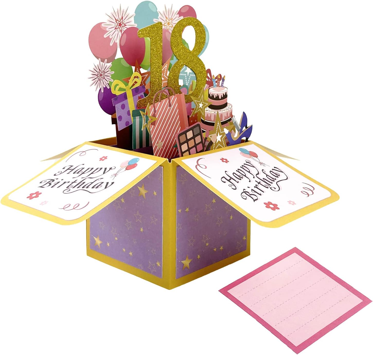 Amazon.com : HOMANGA Happy 18th Birthday Pop Up Card, 18th Birthday ...