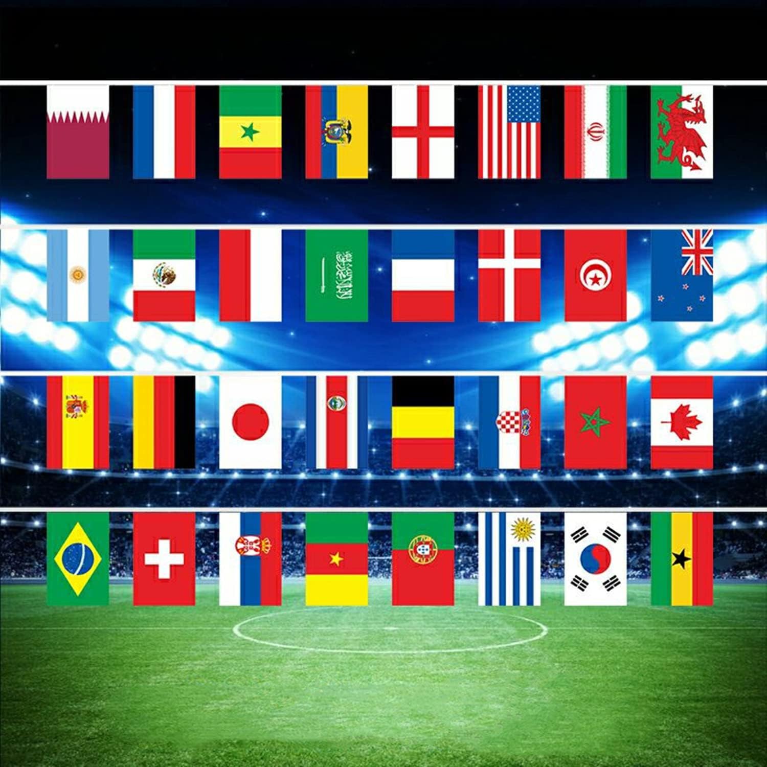 Amazon.com : World Cup Flags 2022 World Cup Bunting Banner Top32 ...