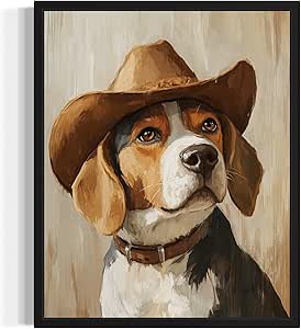 Amazon.com: Beagle Cowboy Art Print Poster Wall Art, Western Country ...