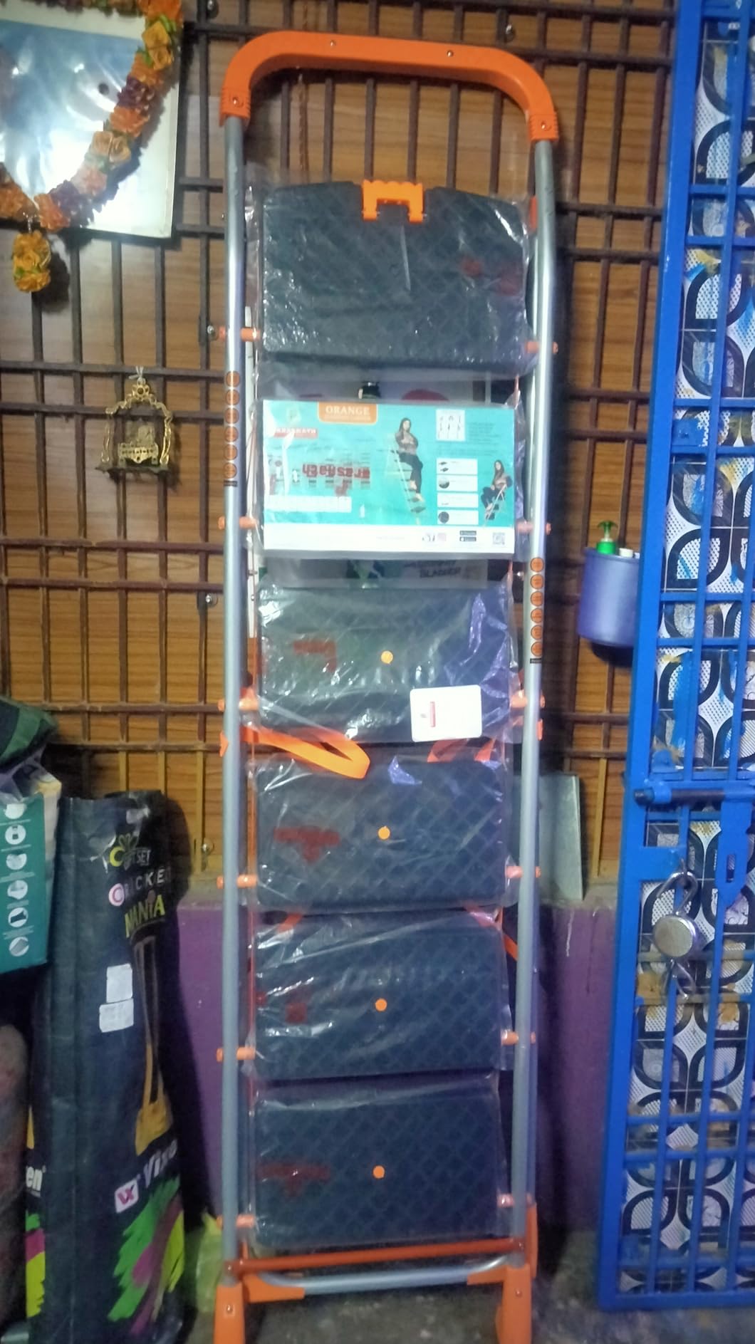 PARASNATH 2 Step Orange Diamond Folding Ladder with Wide Steps 2.7 FT ...