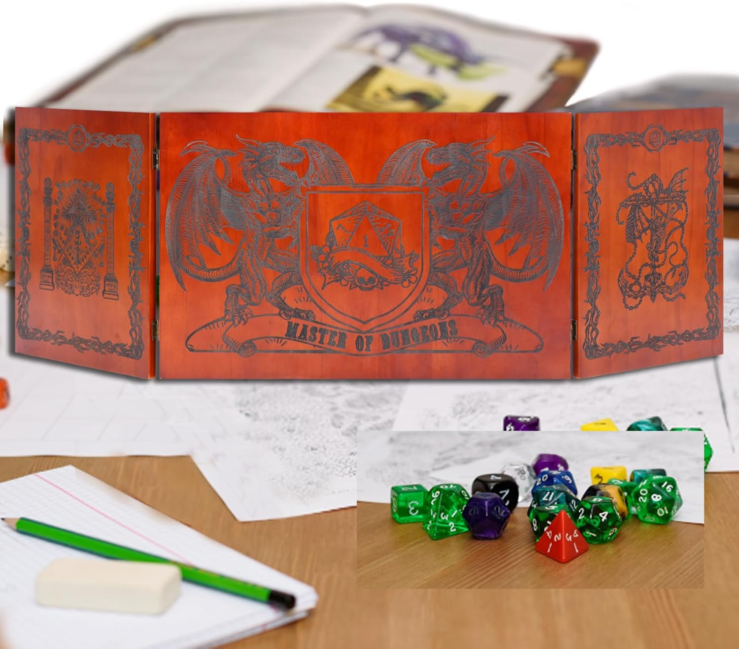 Wooden Dungeon Master Screen, Laser Engraved Four Australia | Ubuy