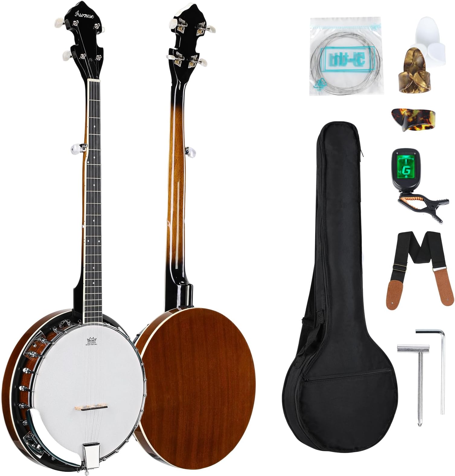 Amazon.com: Asmuse 5 String 38" Banjo Full Size Banjo with 24 Brackets ...