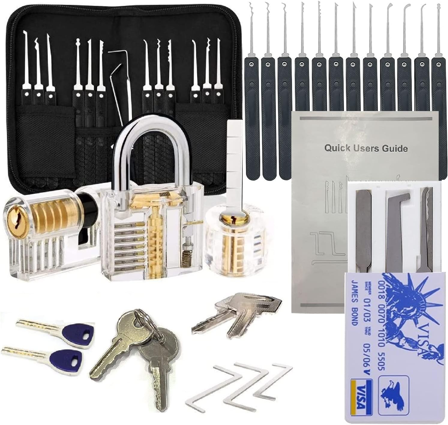 33 Pcs Lock Picking Kit with Transparent Practice Lock Tool ...