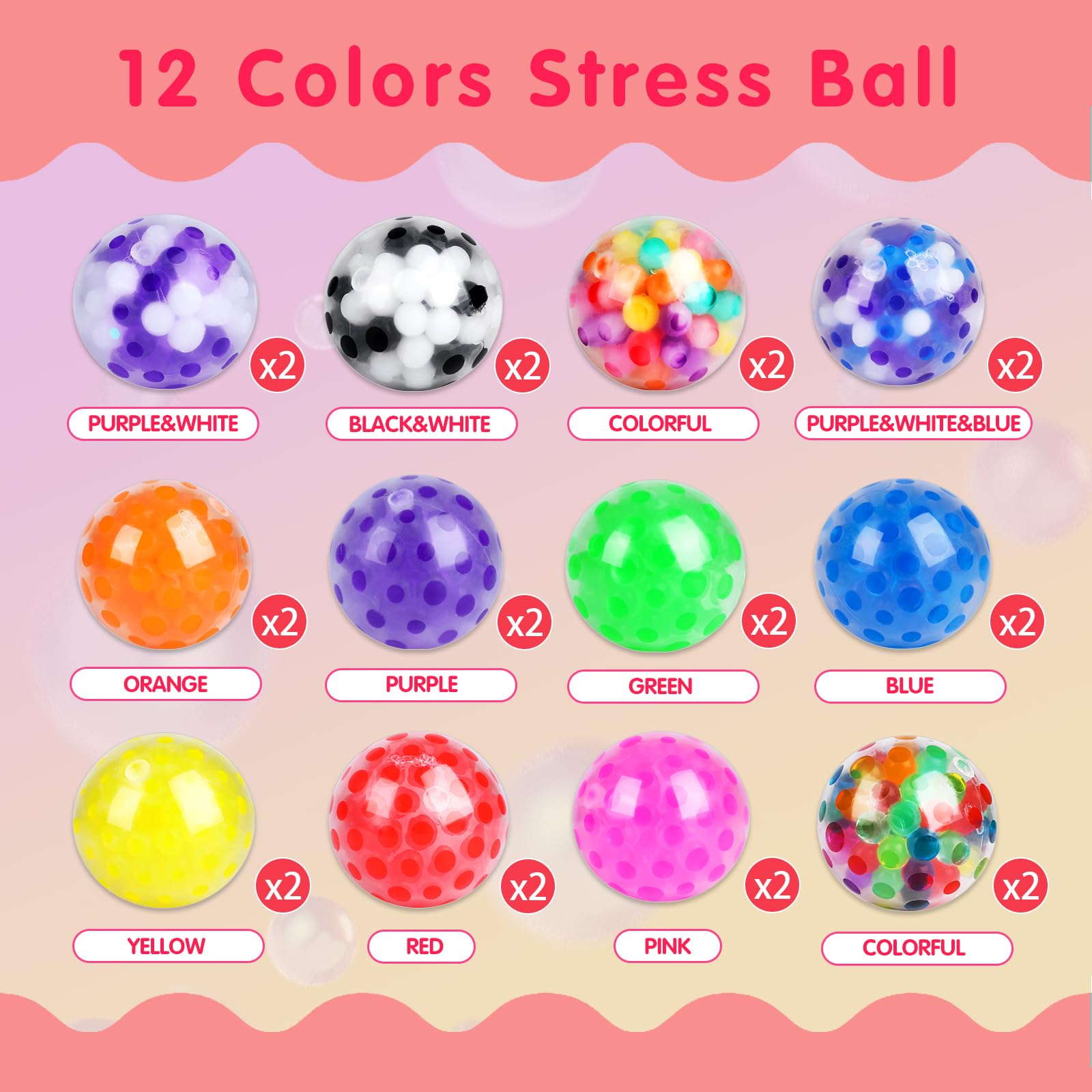 Snapklik.com : 24 Pack Sensory Stress Balls, Squishy Ball, Sensory ...