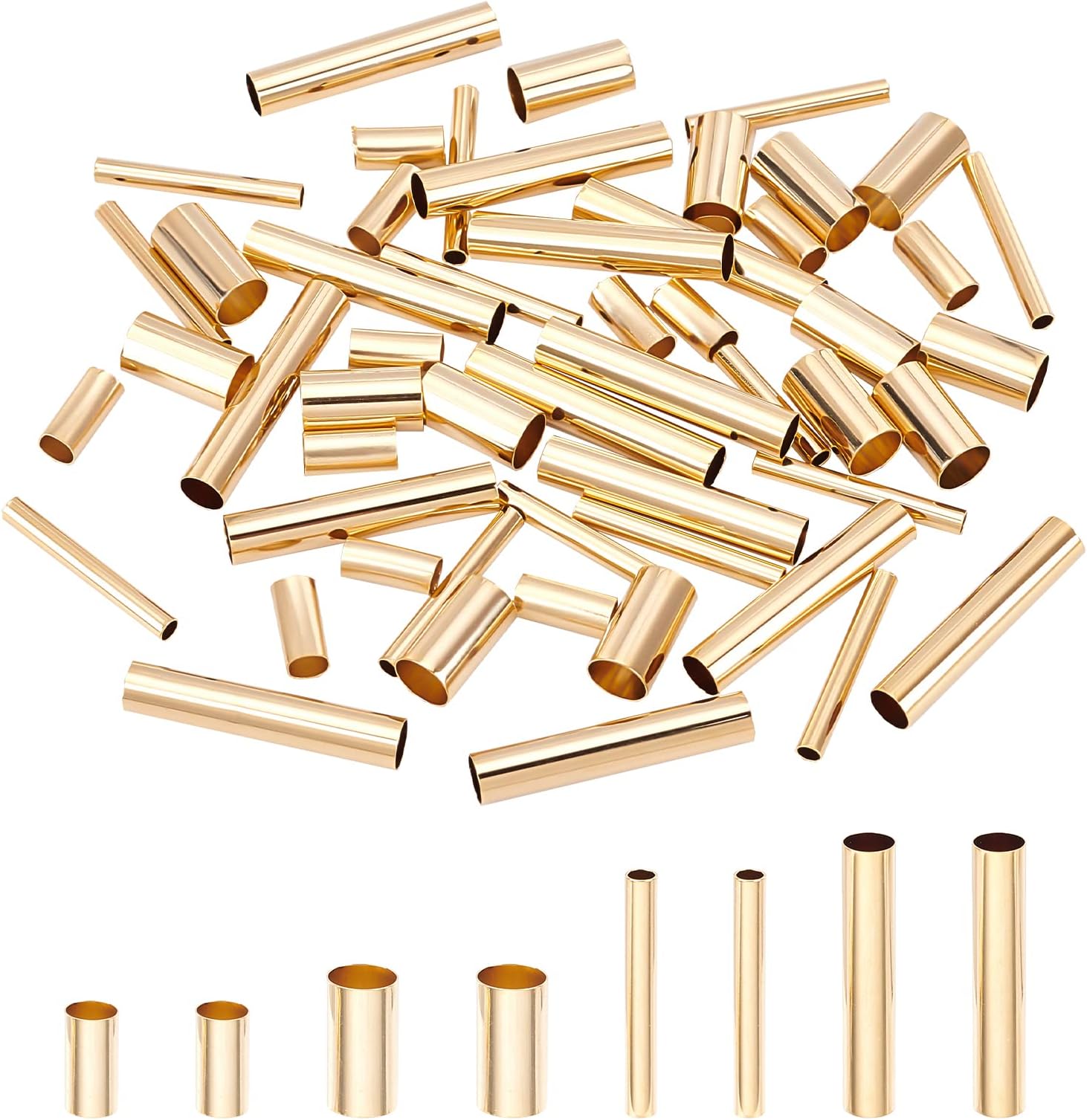 Amazon.com: PH PandaHall 60pcs Brass Tube Beads 4 Sizes 9~24.5mm Long ...