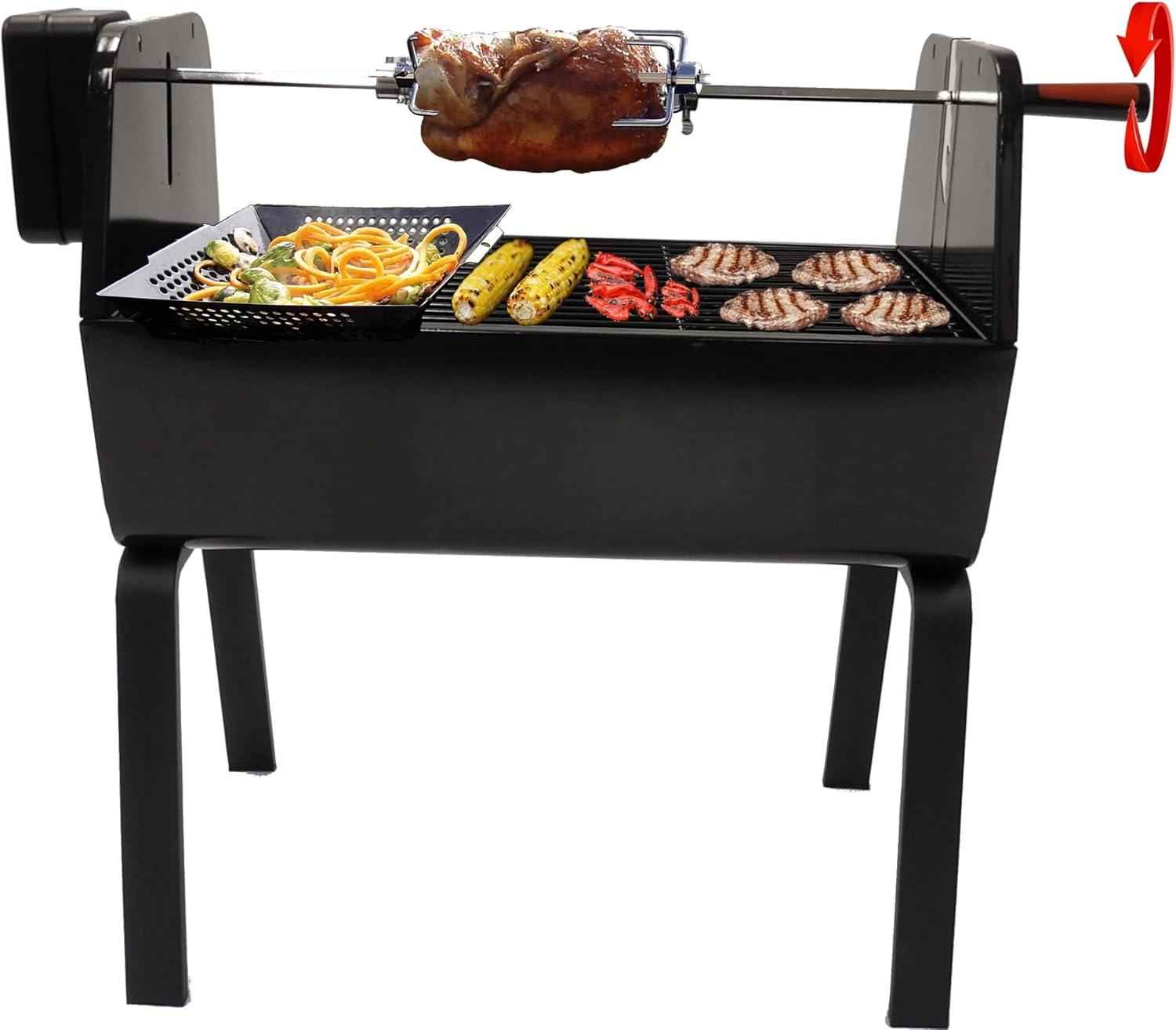 Amazon.com : Charcoal Portable Rotisserie BBQ Grill with Automatic ...