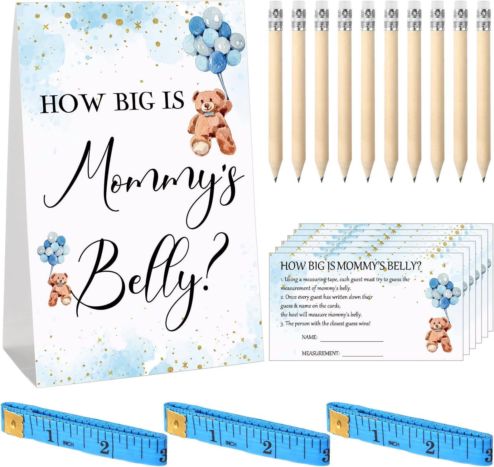 Amazon.com: Sabary 64 Pcs Guess Baby Shower Games Include How Big is ...