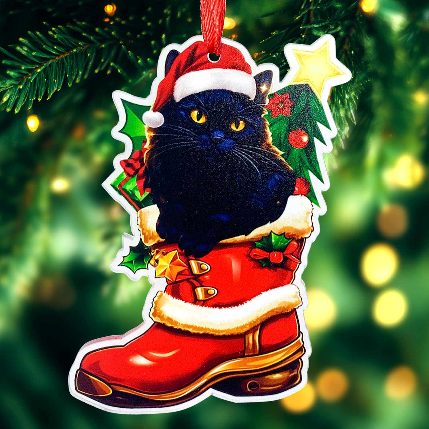 Amazon.com: Black Cat Ornament - Christmas Decoration for Black Cat ...