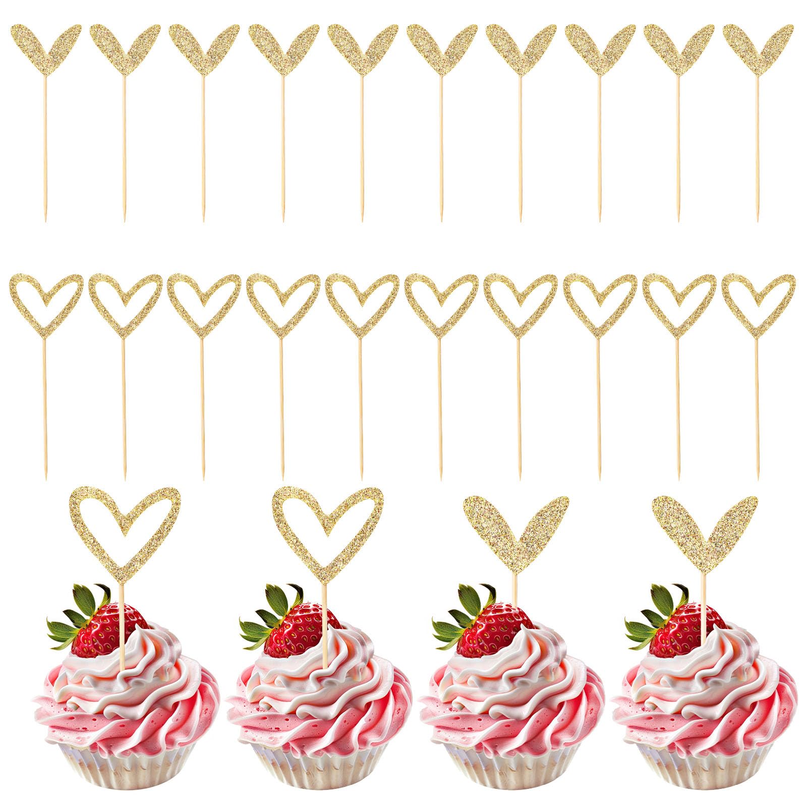 Amazon.com: Xinjoduz 24 PCS Wedding Cupcake Toppers, Glitter Sweet Love ...