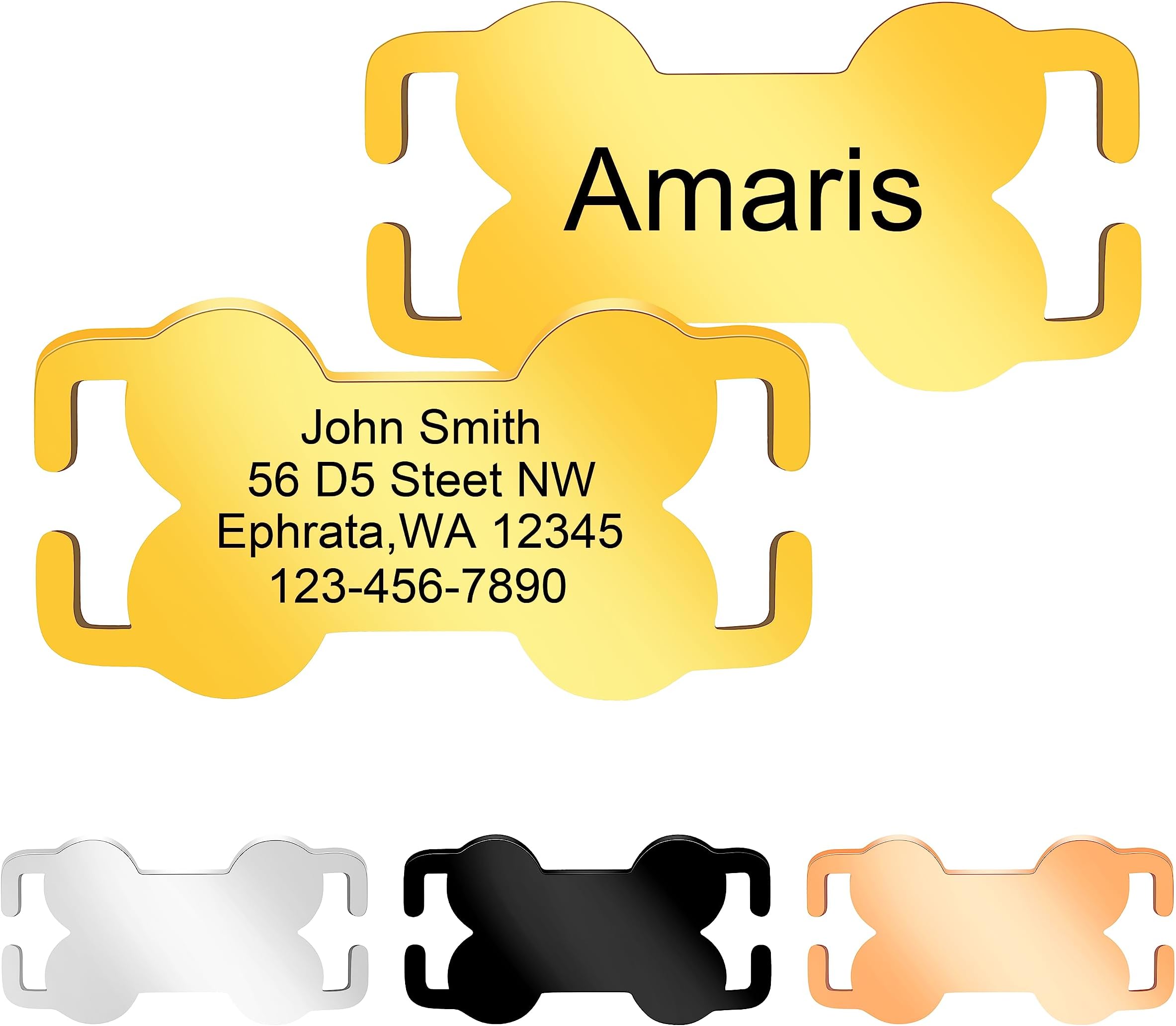 Amazon.com: Custom Engraved Slide-On Pet ID Tags, Curved Personalized ...