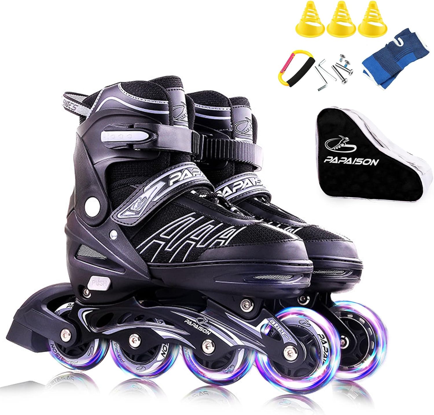 Amazon.co.jp: SIGESHUO インラインスケート ローラースケート サイズ調整可能 全発光ウィール 通気性 高速 静音 人間工学に基づいたデザイン Inline skate ...