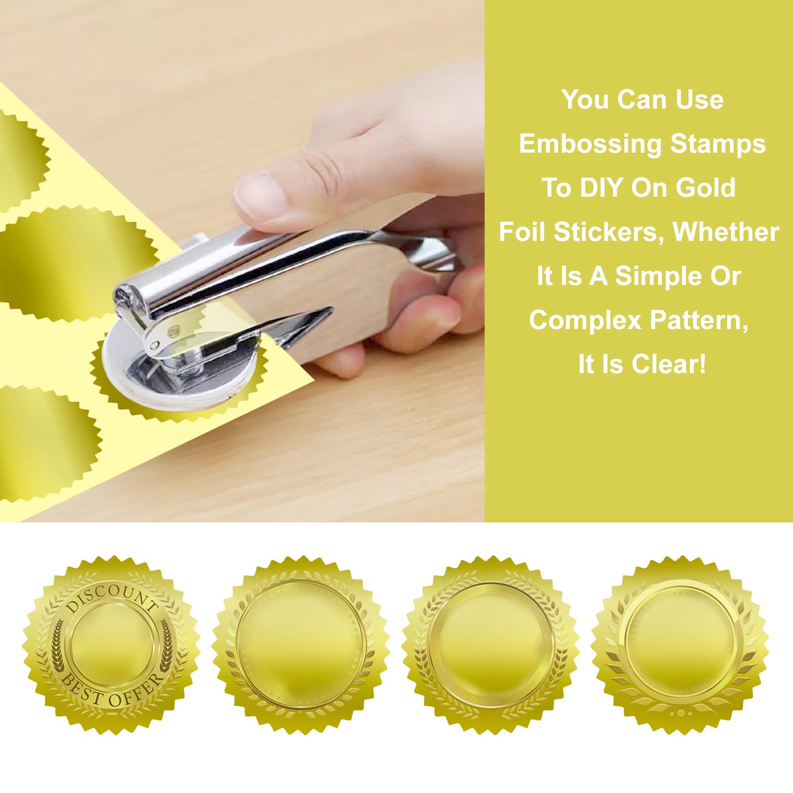 Snapklik.com : Anwyll Embossing Stickers,200Pcs 2 Gold Foil Seals ...