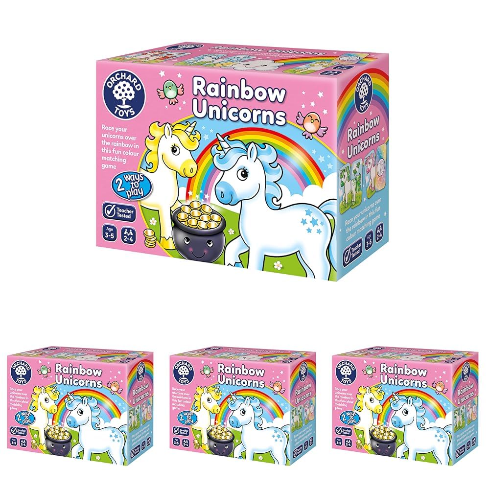 Orchard Toys Rainbow Unicorns Memory Matching Game For Learning Colours ...