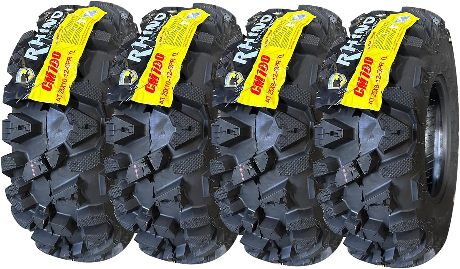 Amazon.com: Rhino ATV UTV All-Terrain Tire 25x8-12 Front & 25x10-12 ...