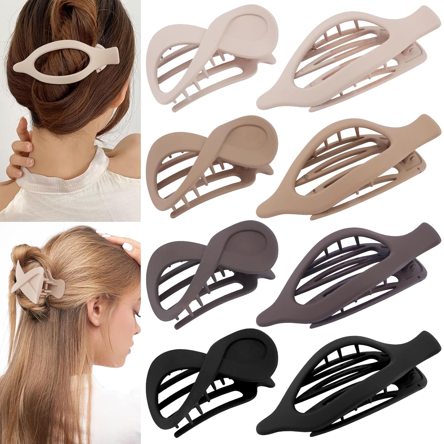 Amazon.com: TOBATOBA Flat Hair Clips for Women, 8 Pcs, 2 Styles for ...