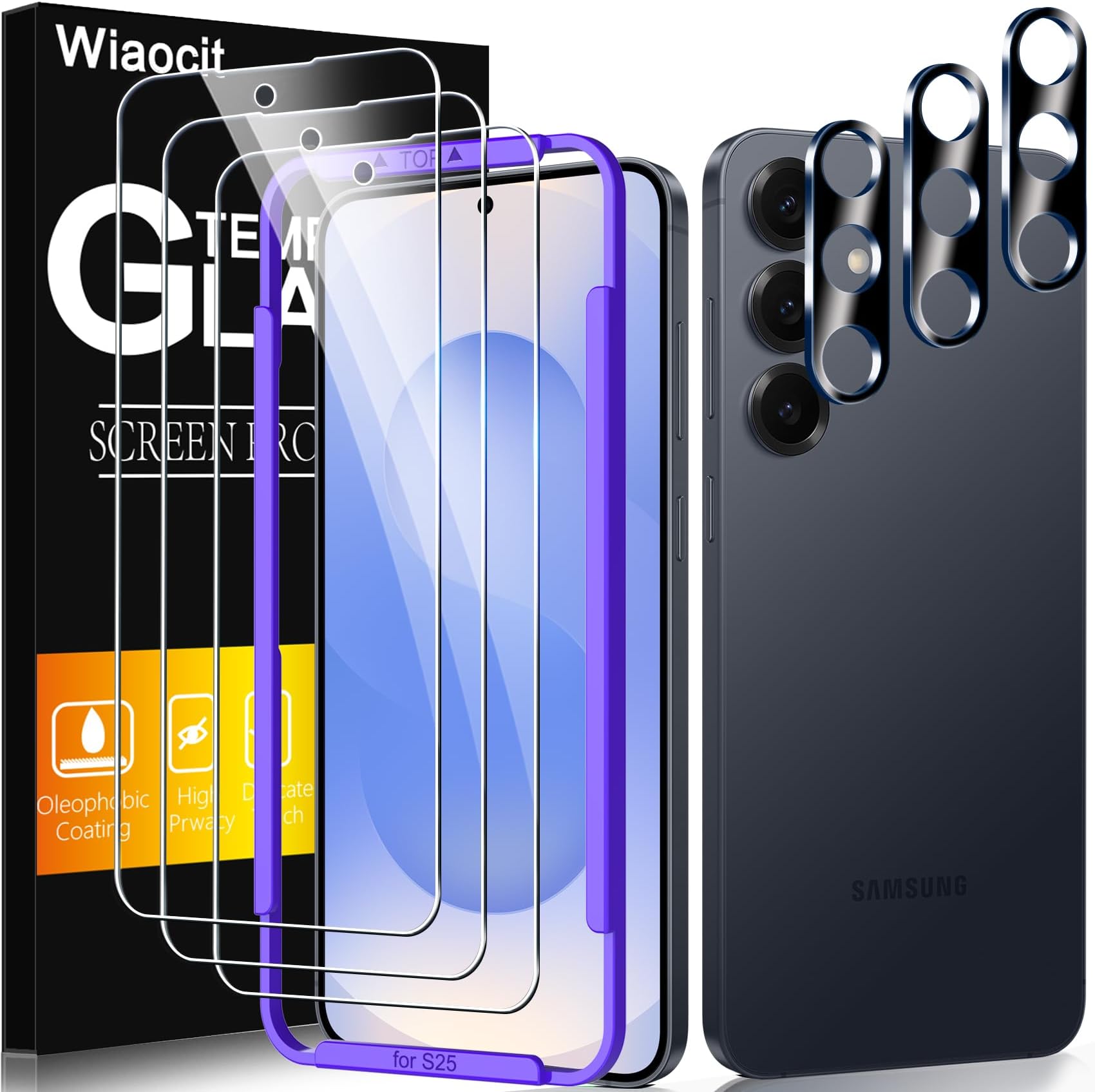 Amazon.com: Wiaocit 3 Pack Tempered Glass Screen Protector for Samsung ...