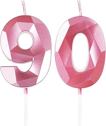 Amazon.com: Number 90 Candles,90th Birthday Candles,Pink Happy Birthday ...