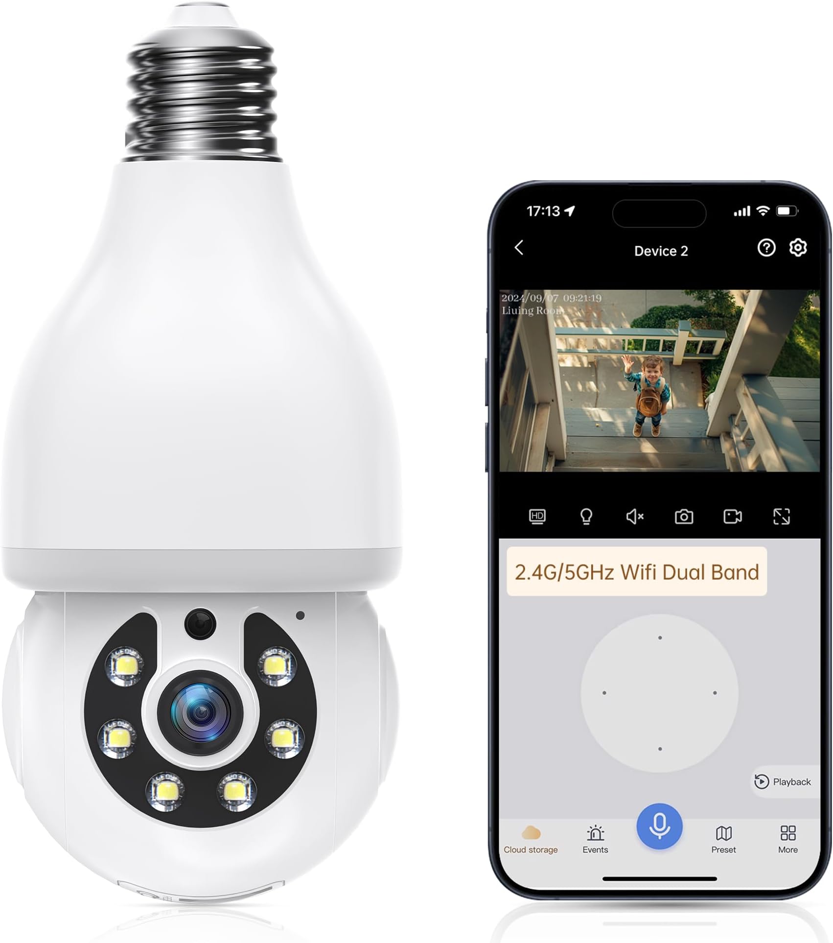 Amazon.com : 2MP Wireless Light Bulb Camera, 2 Pack Light Bulb Camera ...