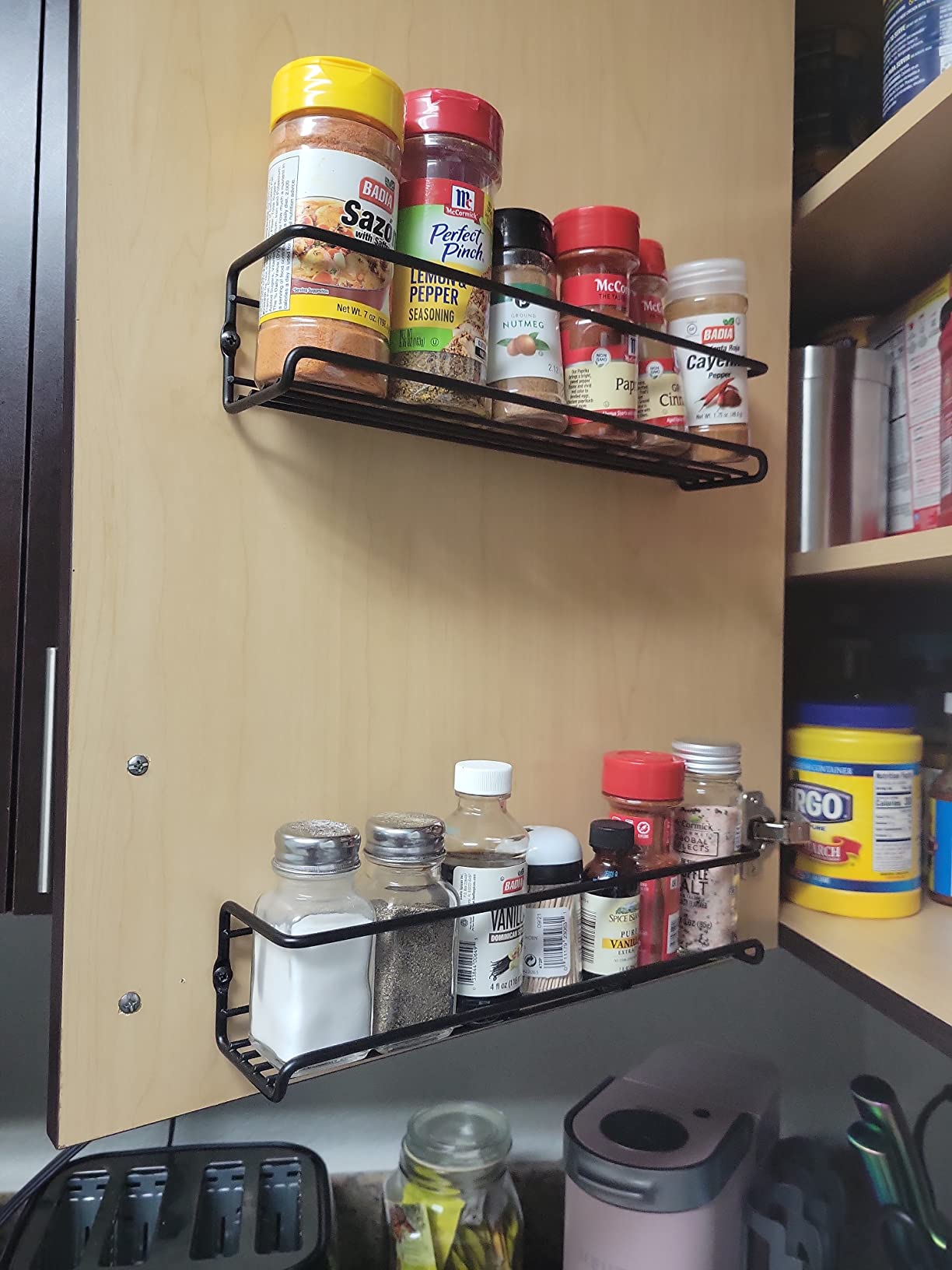 Amazon.com: Toplive Spice Racks Organizers Wall Mounted, 2 Tier Hanging ...