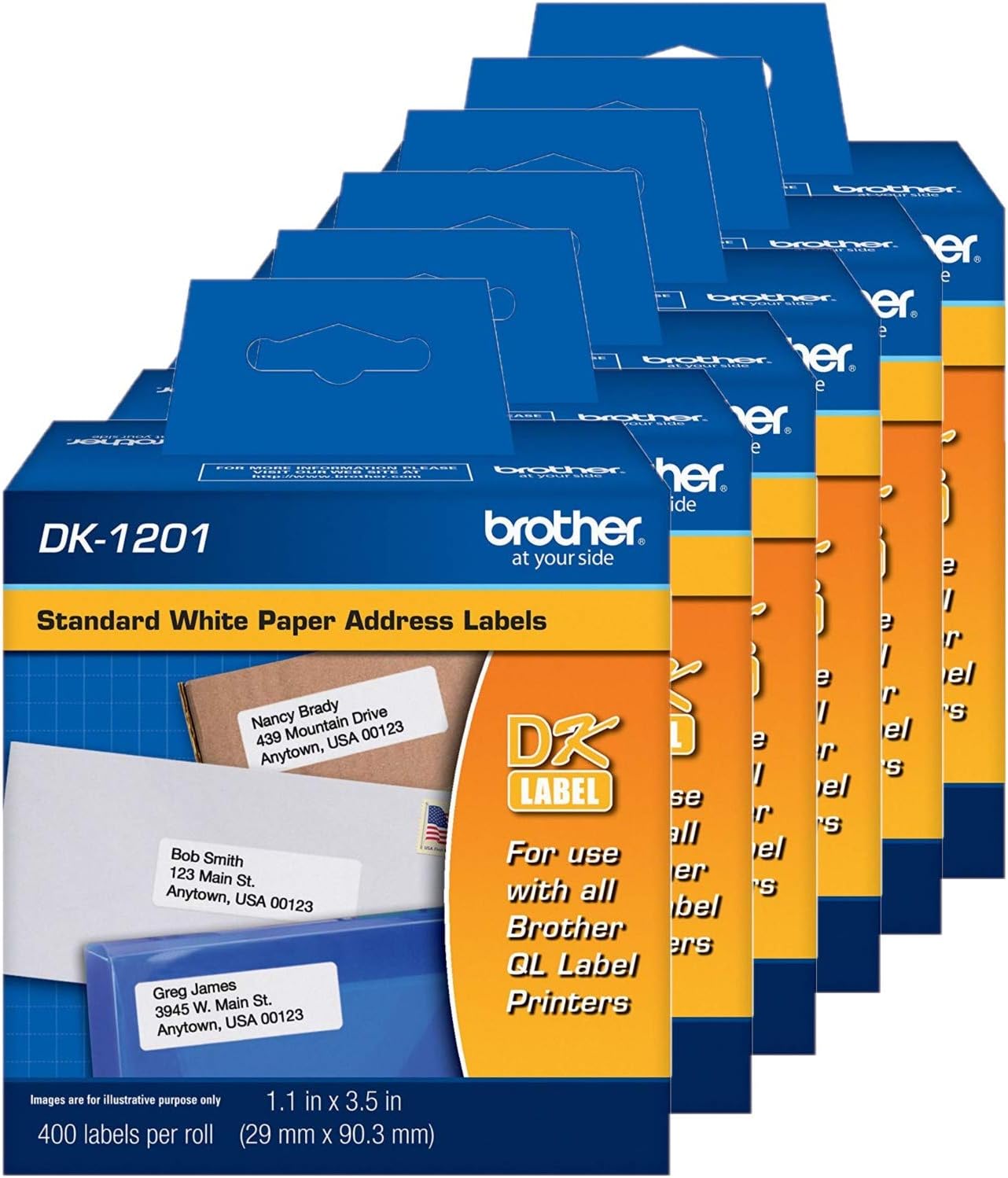 Amazon.com : Brother Dk-1201 Die-Cut Standard Address Labels 1.1in X 3 ...