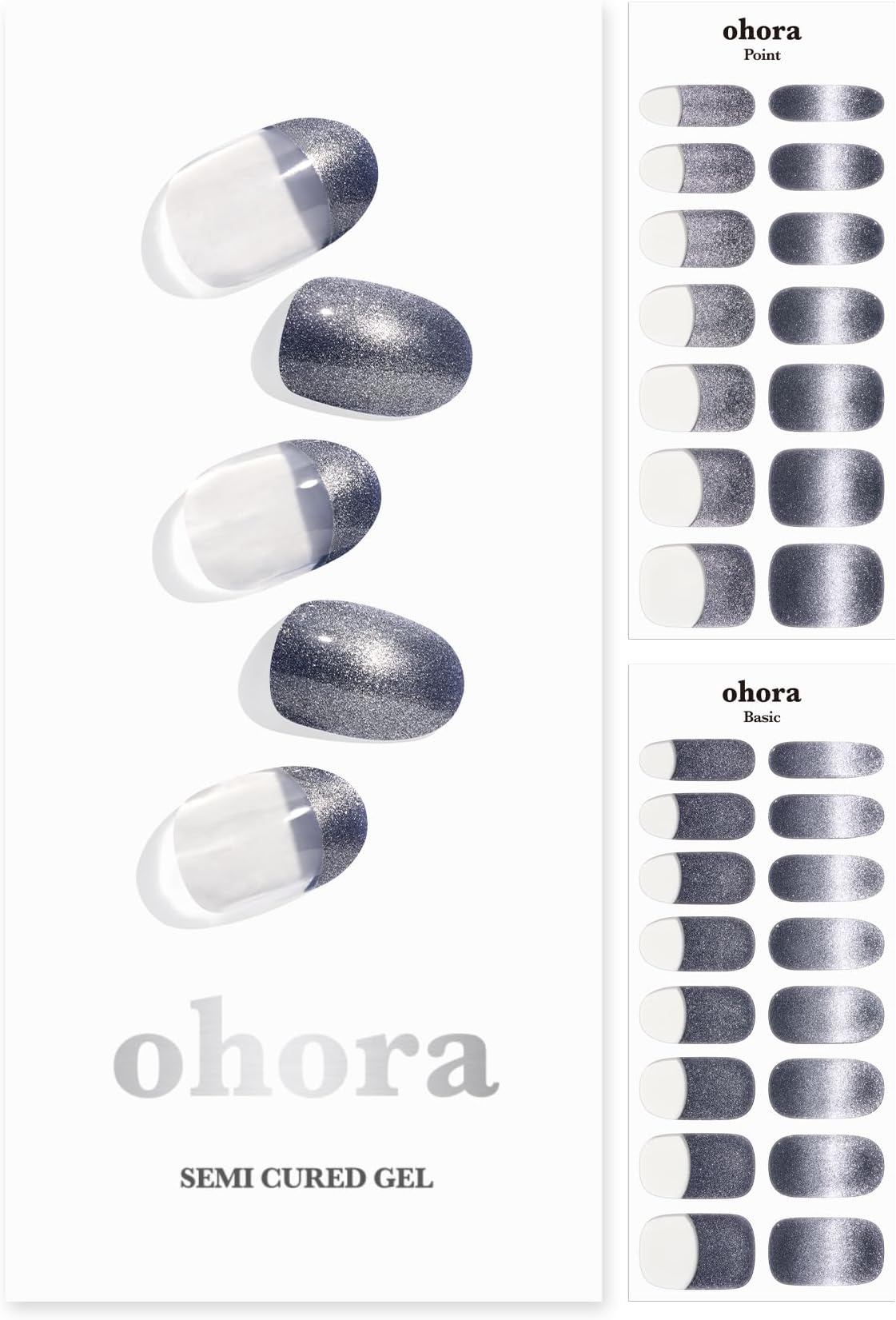 Amazon.com: ohora Semi Cured Gel Nail Strips (N Velvet Chic) - Dark, Metallic, Works with UV/LED ...
