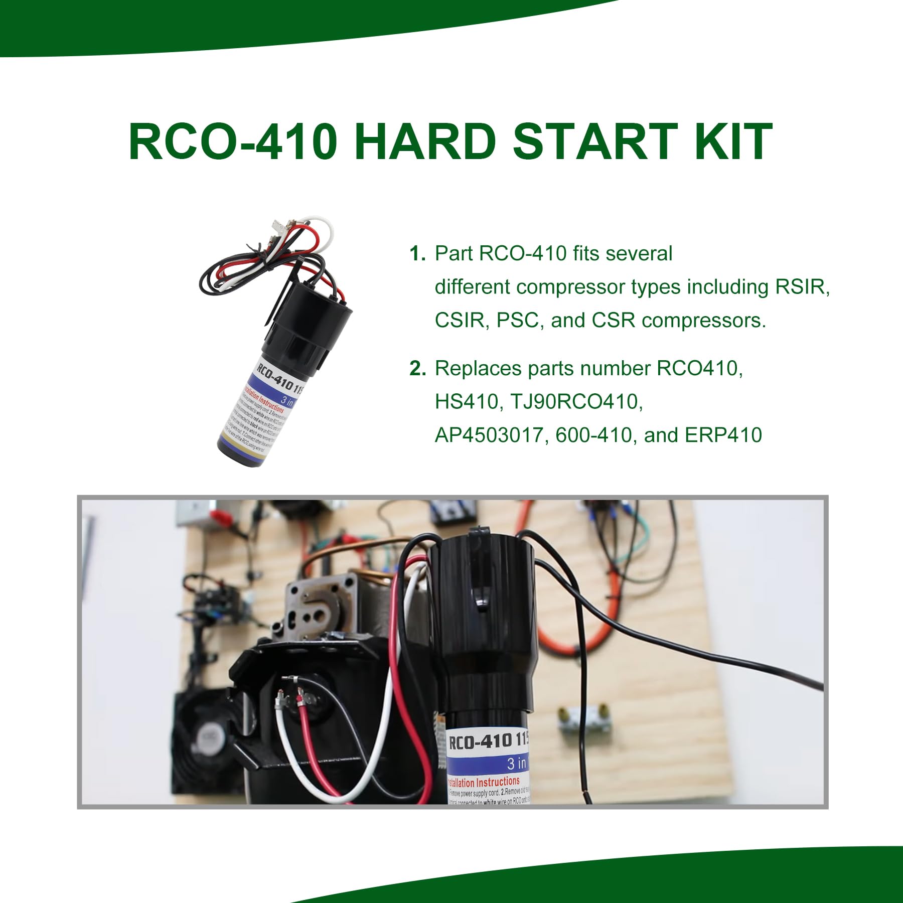 Amp Capacitor RCO410 3in1 Relay Hard Start Capacitor Kit Replaces ...